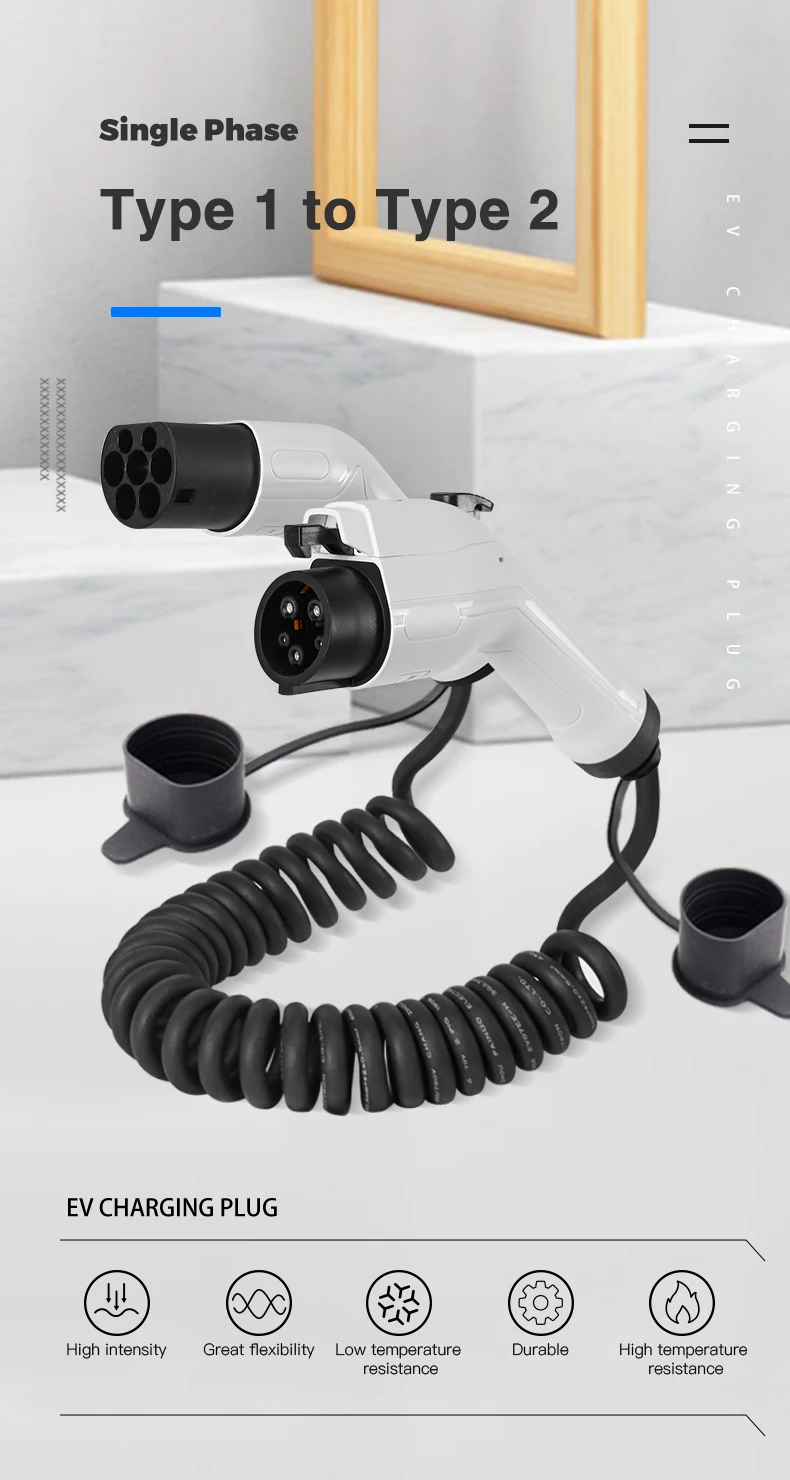 Mario Manufacturing Ev Charging Cable Mode3-type1-type2 Connectors 16a 250v 5m Length Charging ...