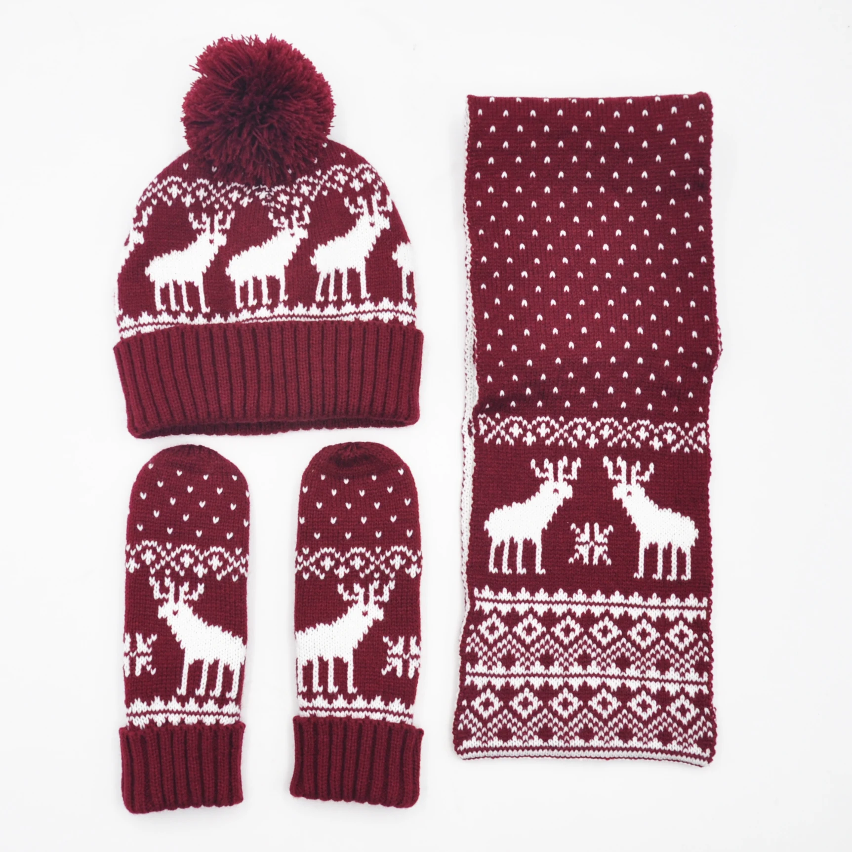 Jacquard Winter Warm Thermal Kids & Adults Soft Stretch Hat Scarf and ...