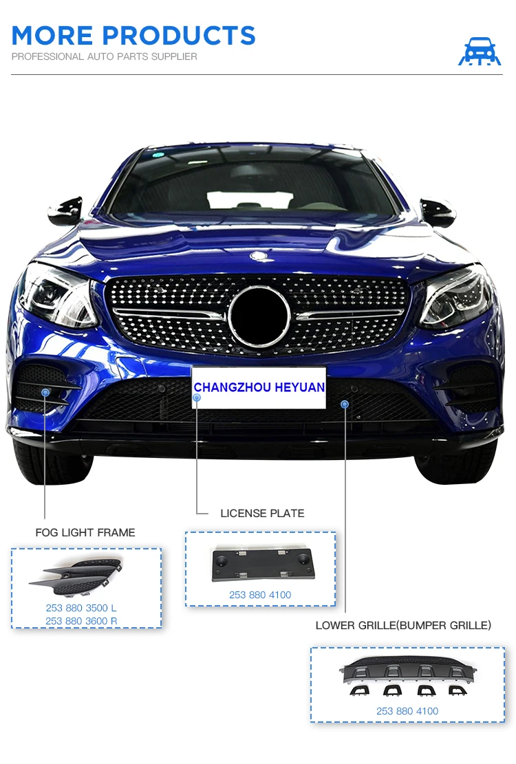 Black Front Bumper Chin Bright Strip L2/l1/r3/r4 For Benz Glc Class ...
