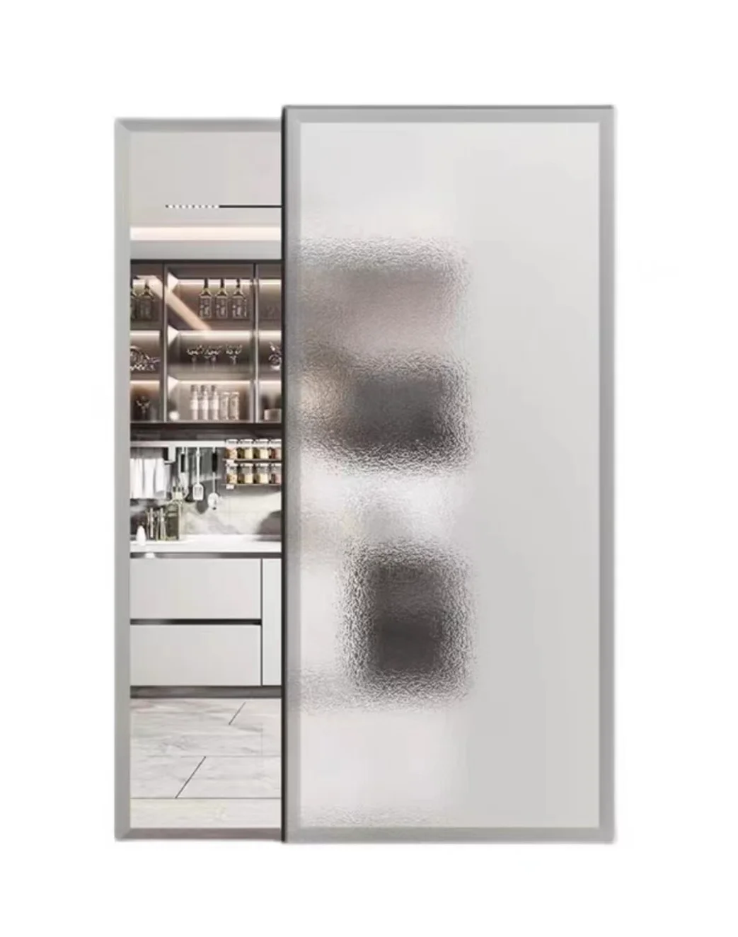 Trackless Ghost Door With Narrow Edge Glass Invisible Track Suspension ...