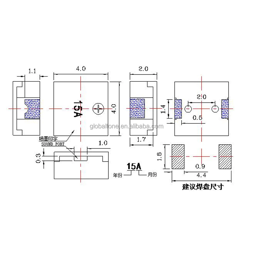 Electro-magnetic Transducer Smt Buzzer 4 X 4 X H2mm Passive Patch ...