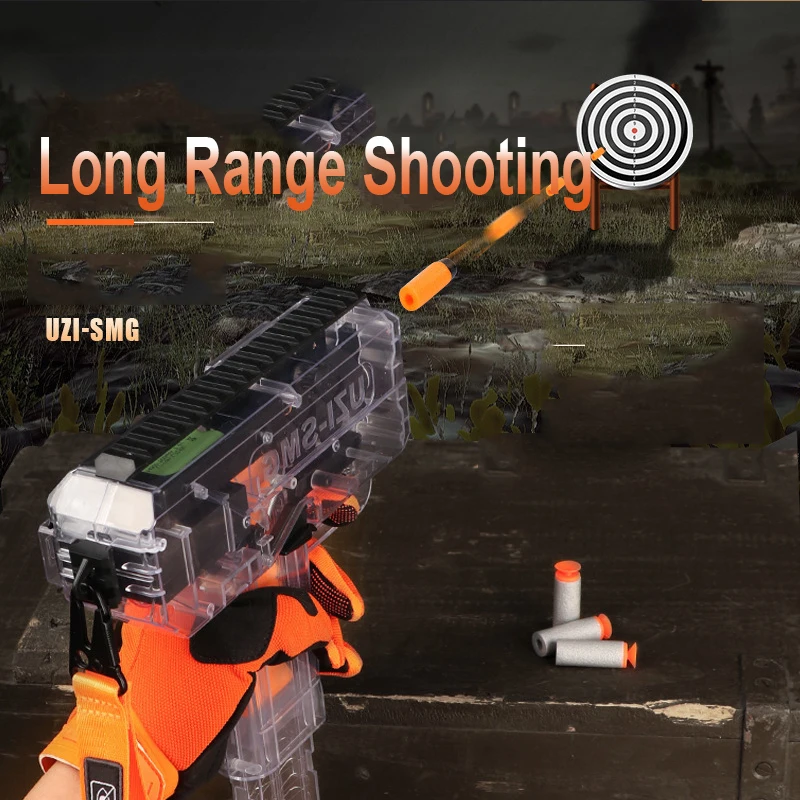 Uzi Submachine Gun Eva Soft Bullet Smg Burst Shooting Dart Electric Toy ...