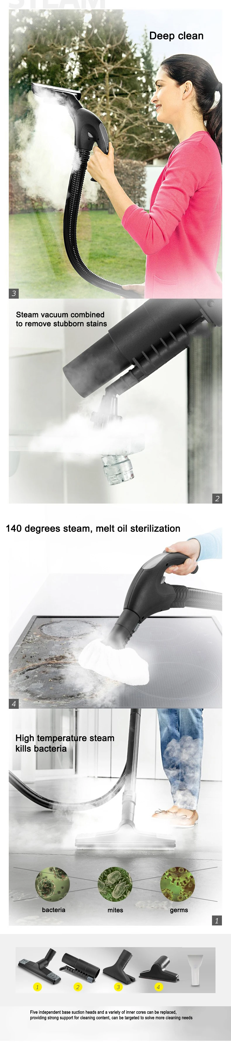 SIPPON Steam Vacuum Cleaner - 9KG High Pressure Carpet Tool