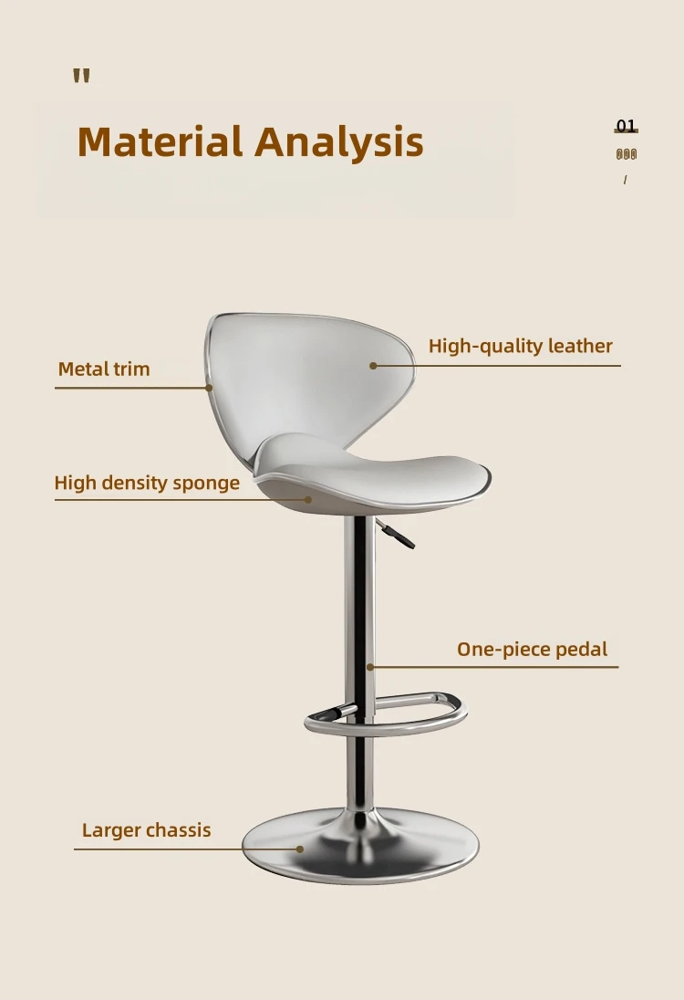Custom Modern Nordic Leather Upholstered Bar High Chair Metal Bar Stool ...