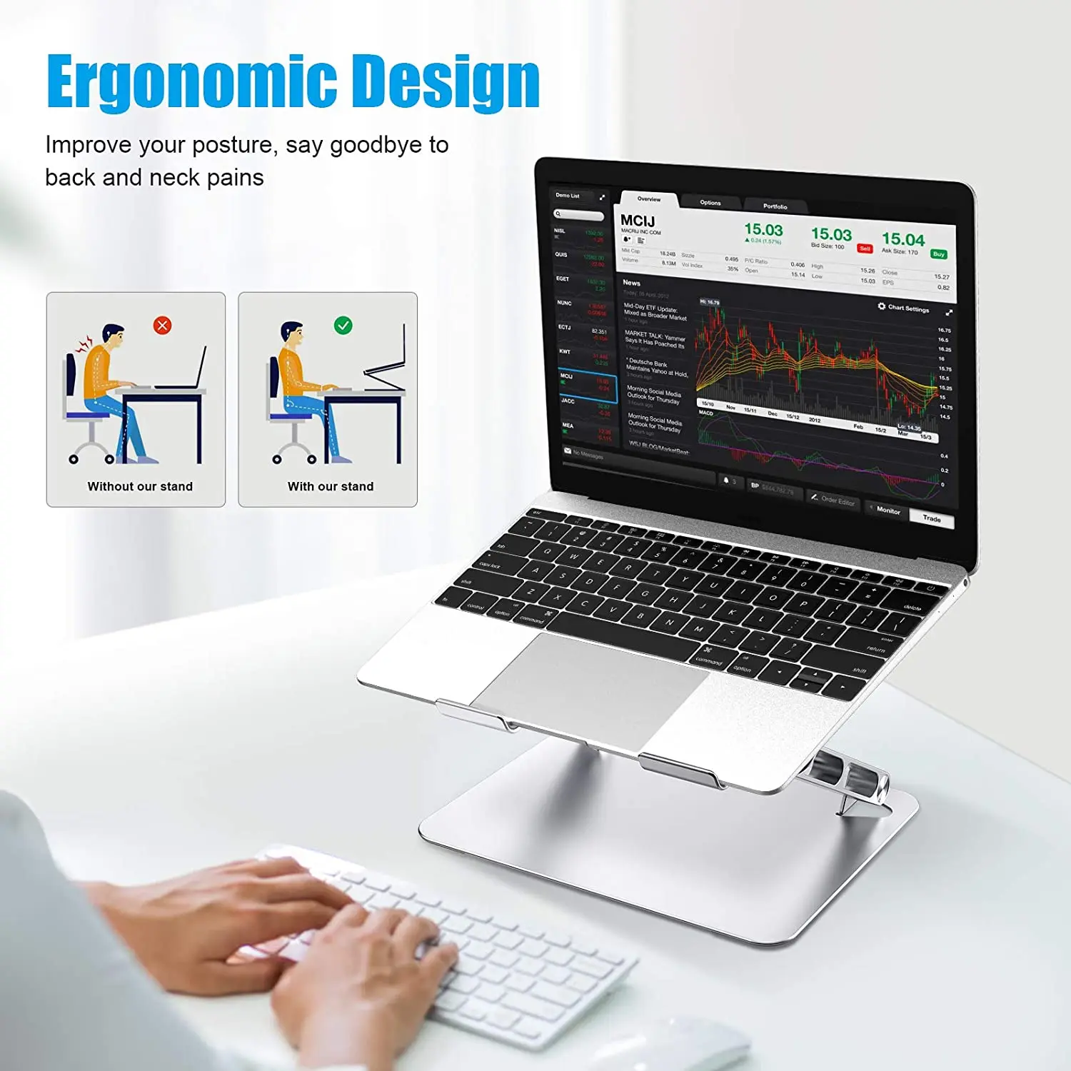 Ergonomic Aluminium Laptop Stand - Height Adjustable & Portable