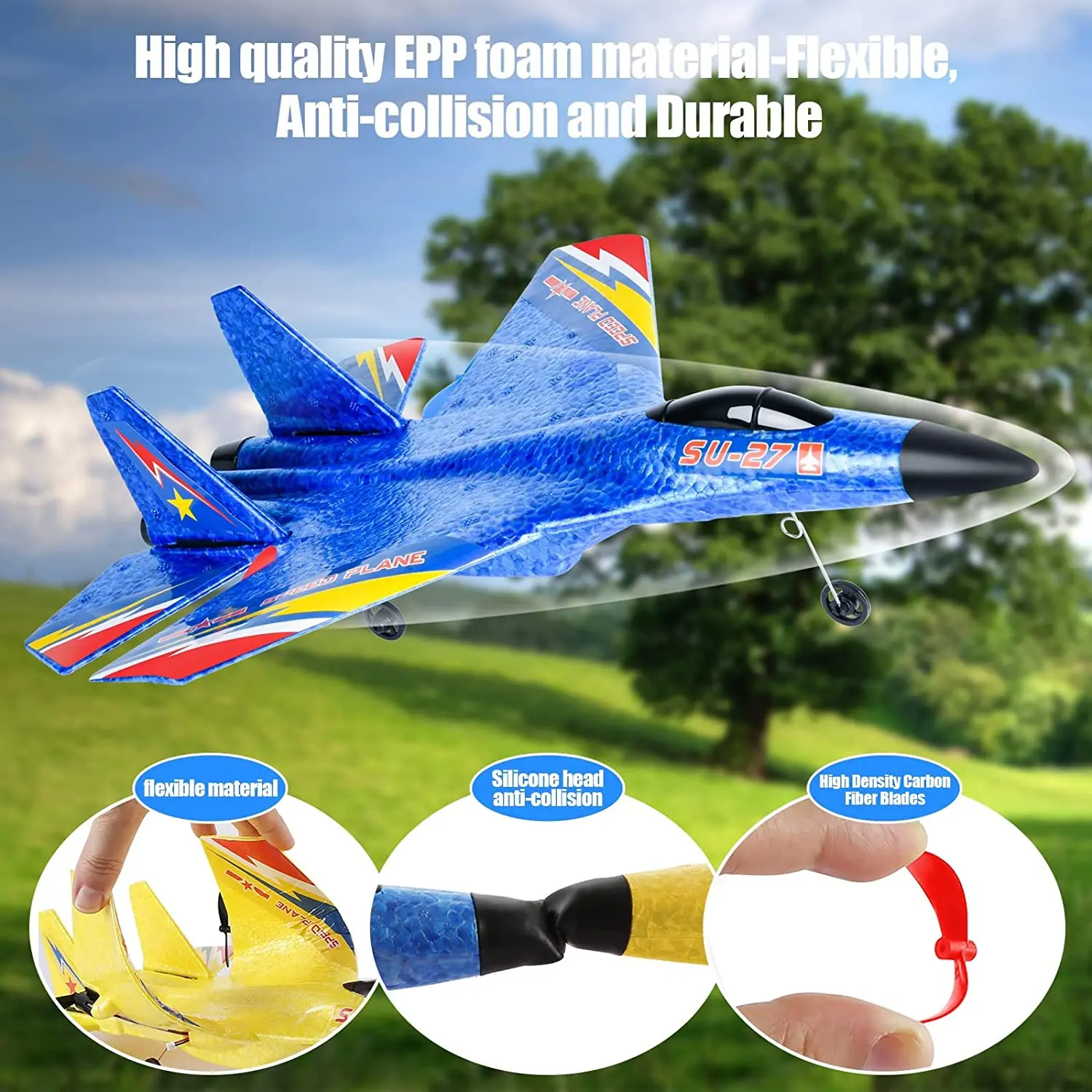 Su-27 Aircraft Model Radio Remote Control Flying Toys Hand Throw Gyro ...