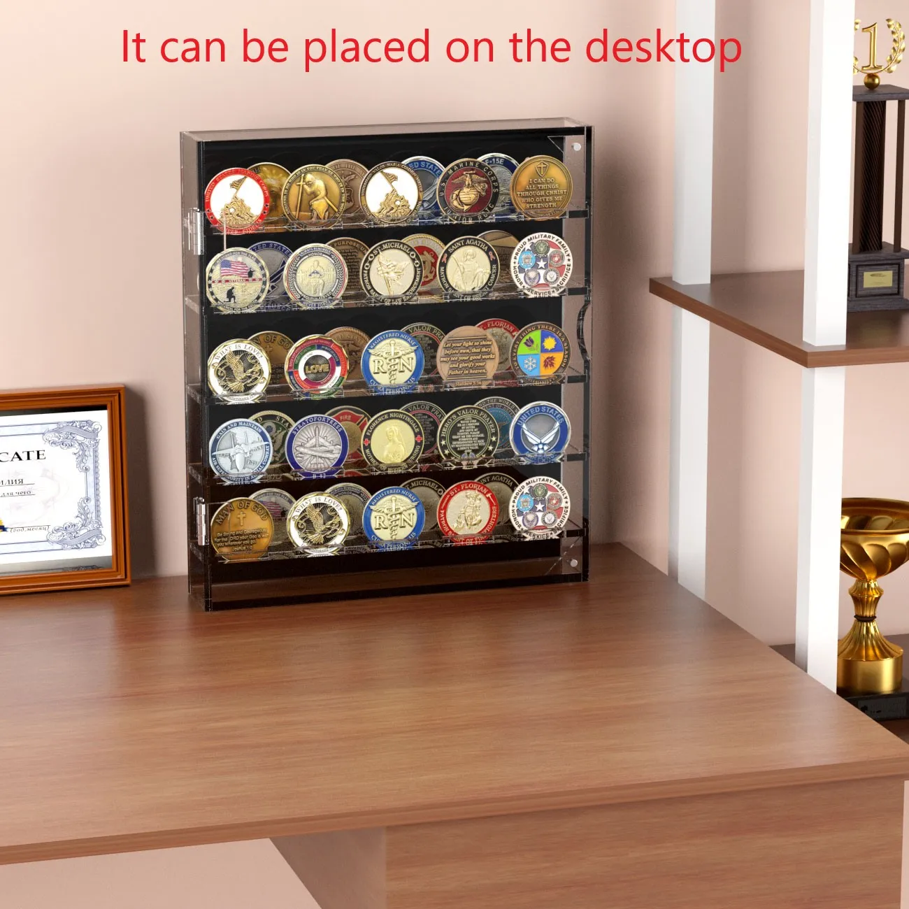 Acrylic Challenge Coin Display Case Holder Wall Mounted Rack Coin ...