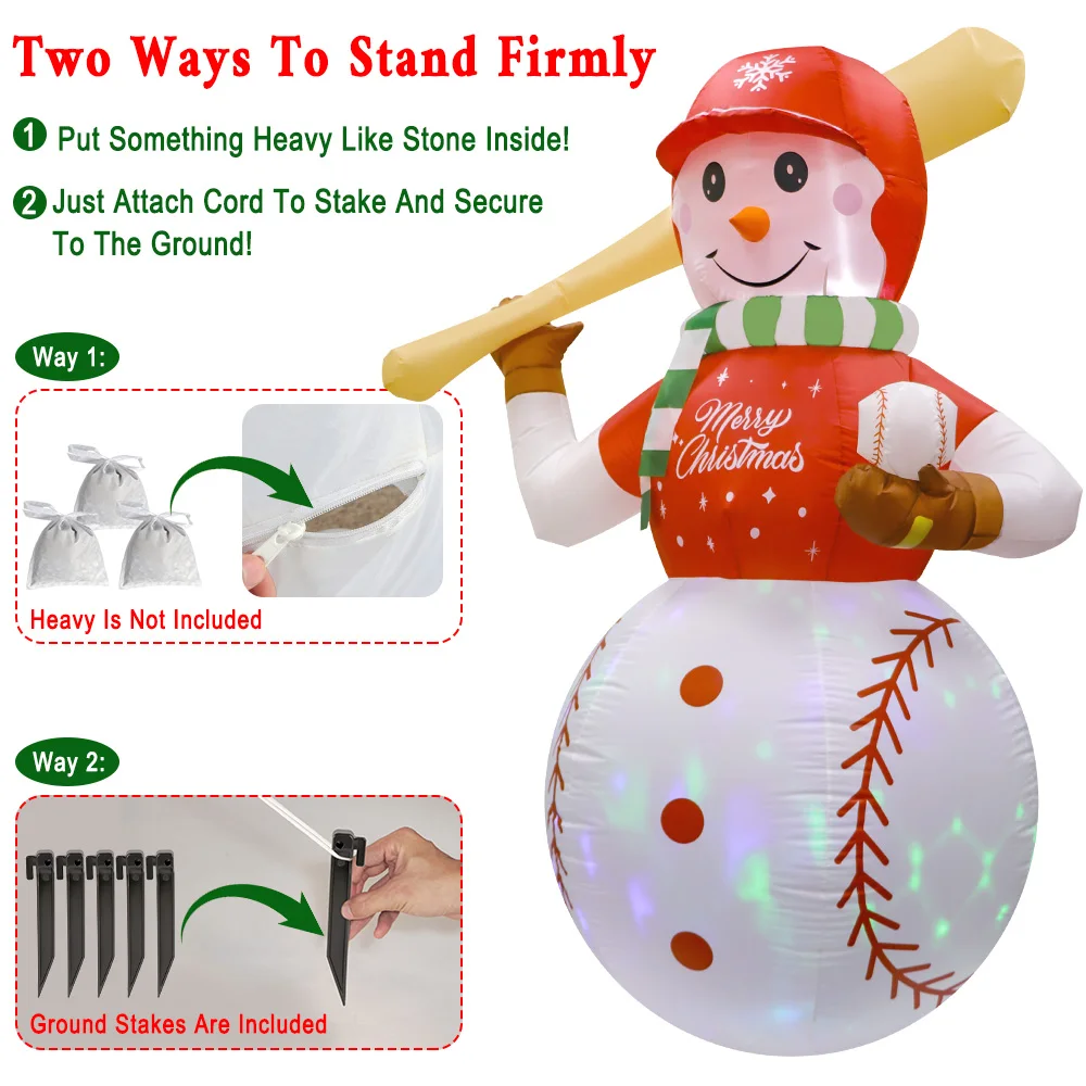 Ourwarm Navidad Lighting Inflat Snowman Baseball Blow Up Custom Outside ...