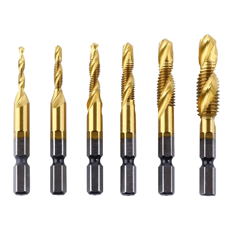 3-10mm Hss4341 Screw Thread Metric Tap Drill Bits 1/4 Hex Shank Tin ...