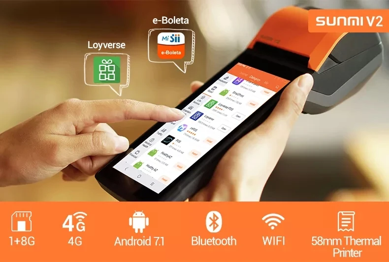 Sunmi V2 V2s V2 Pro E-boleta Android Pos Device Handheld Pos Lottery Machine Bus Card Payment ...