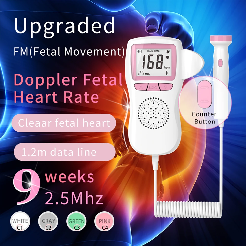 Portable Ultrasound Fetal Doppler Heart Monitor Digital Prenatal ...