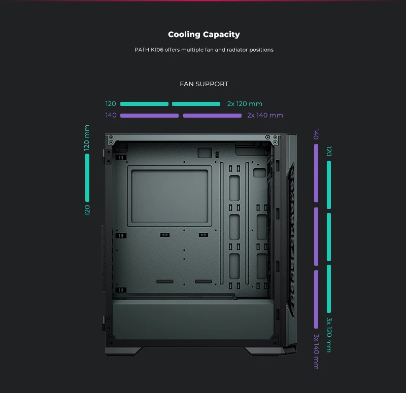 Atx Mid-tower Argb Lighting Metal Perforation Front Panel Black Gaming ...