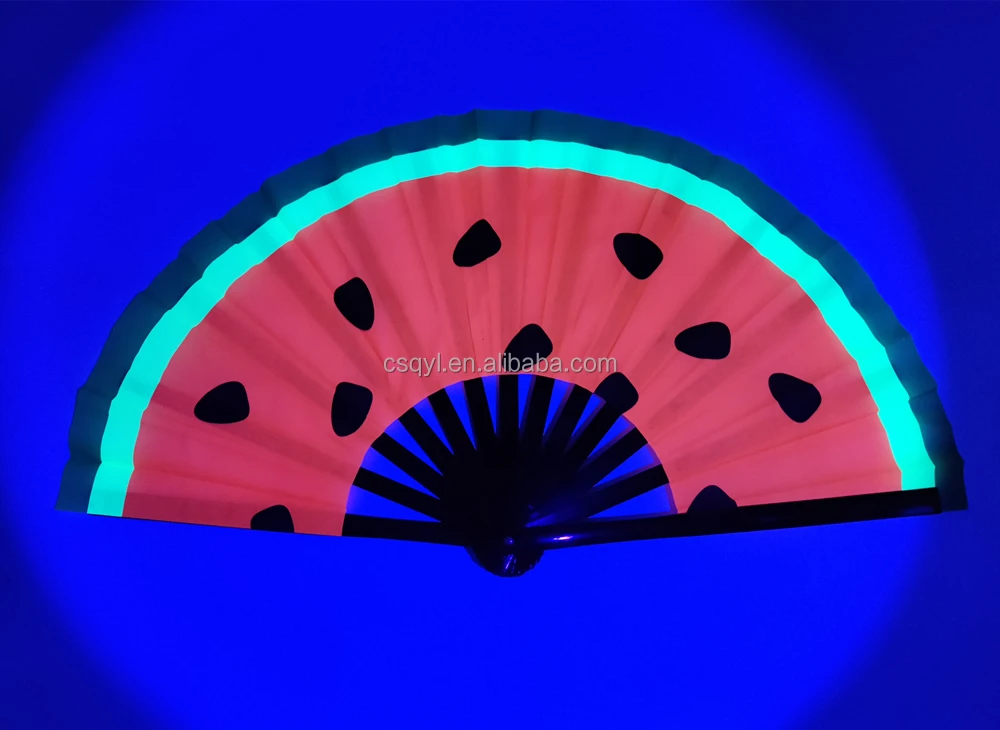 UV Hand Fans - Natural Bamboo Ribs with Folk Art Paintings