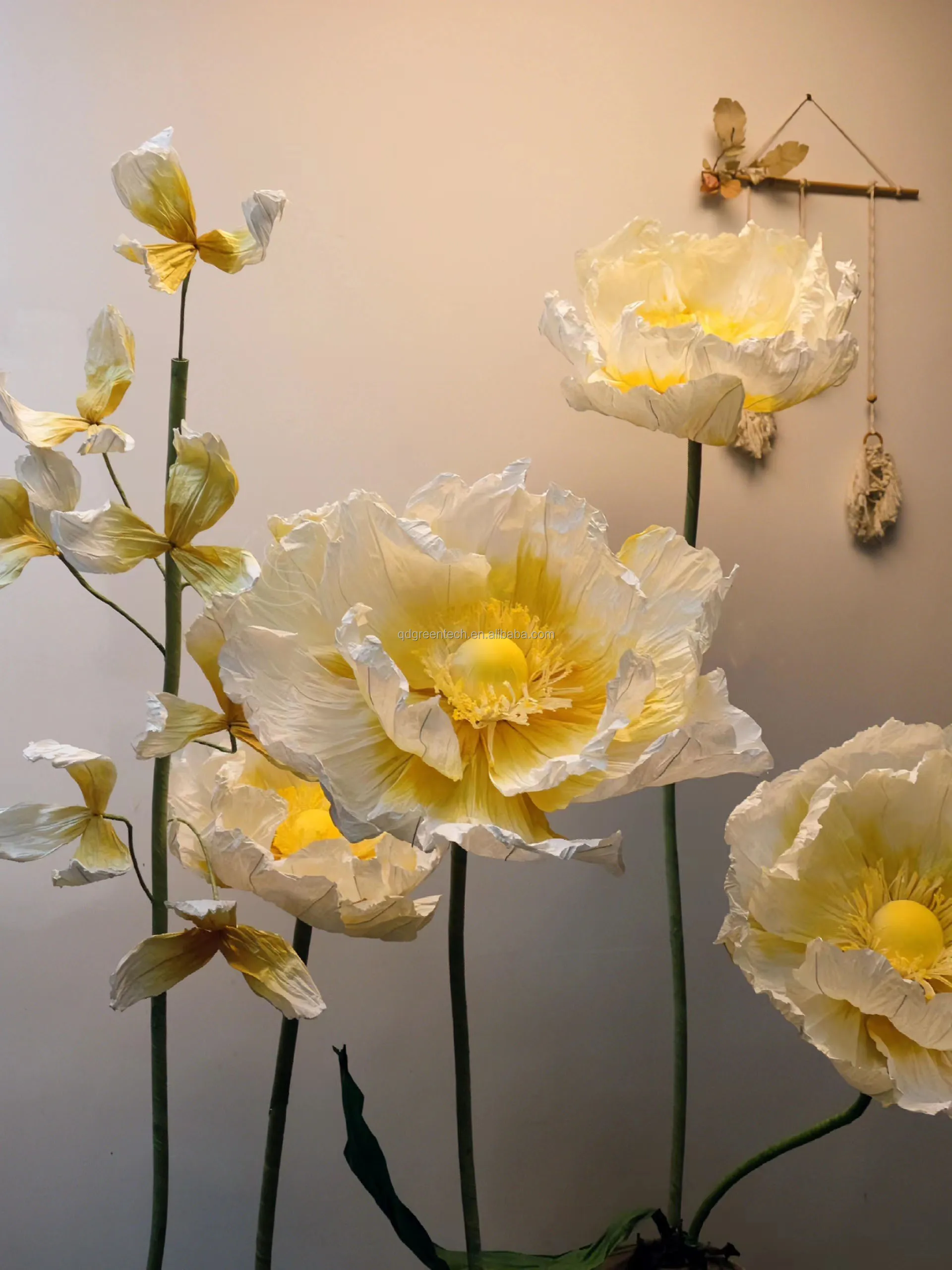 Gold Color Paper Flower Artificial Giant poppy Flowers for Wedding ...
