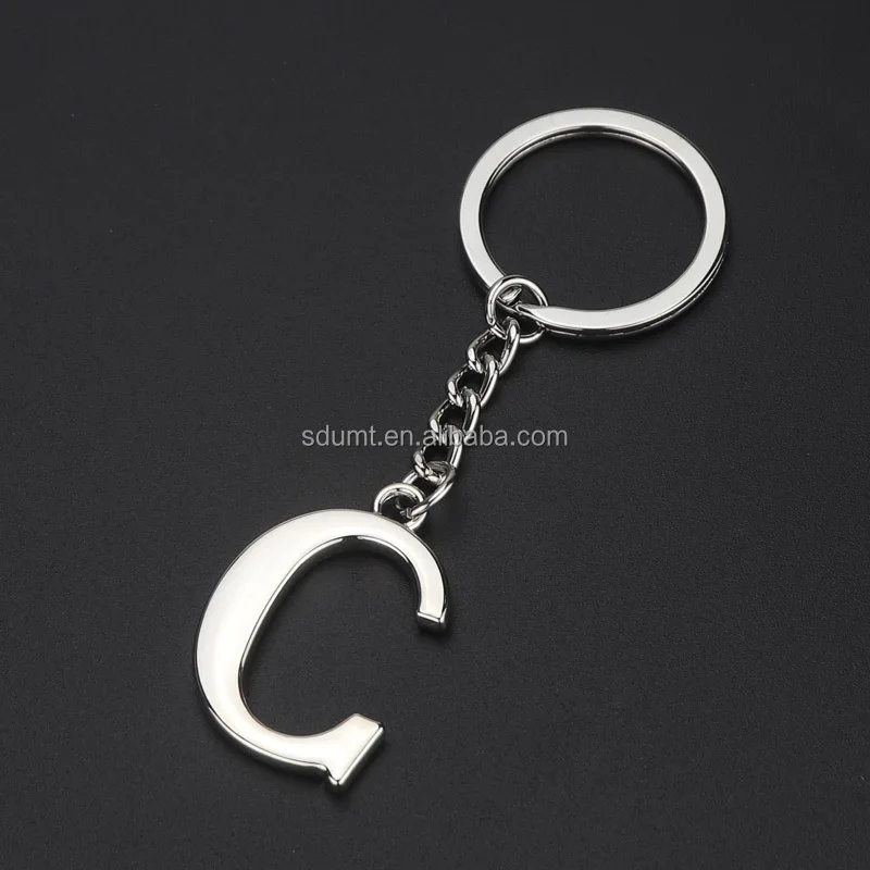 Metal 26 Initial Alphabet Letters Keychain Blank Capitals Letter ...