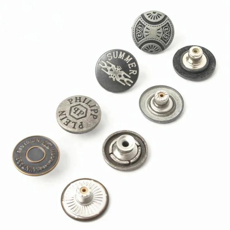 Bulk Design Custom Engrave Logo Antique Silver Metal Buttons For Bag ...