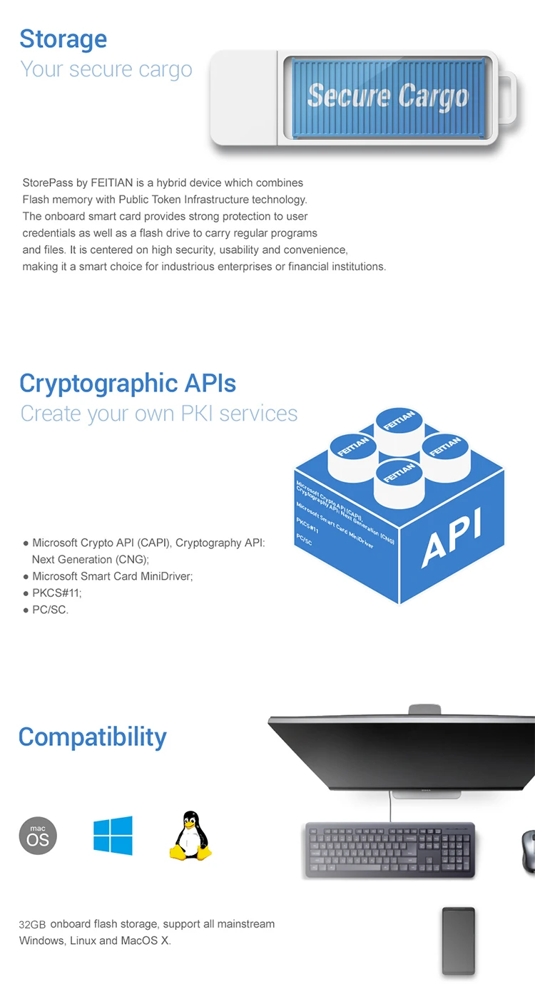 PKI Identification USB Key with 32G Storage - Storepass2003 - X8