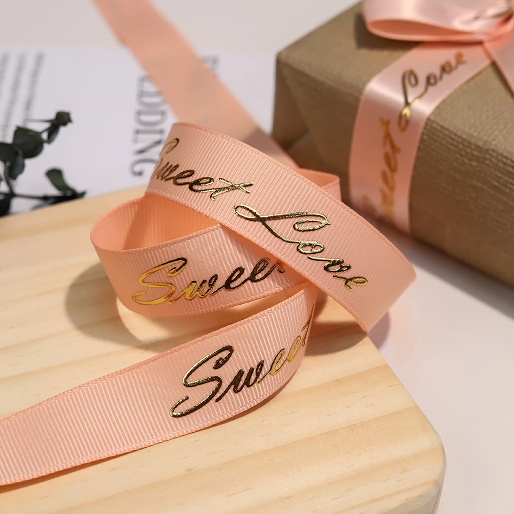 Lude Custom Satin Personalised Ribbon Brand Name Embossed Gold Logo ...