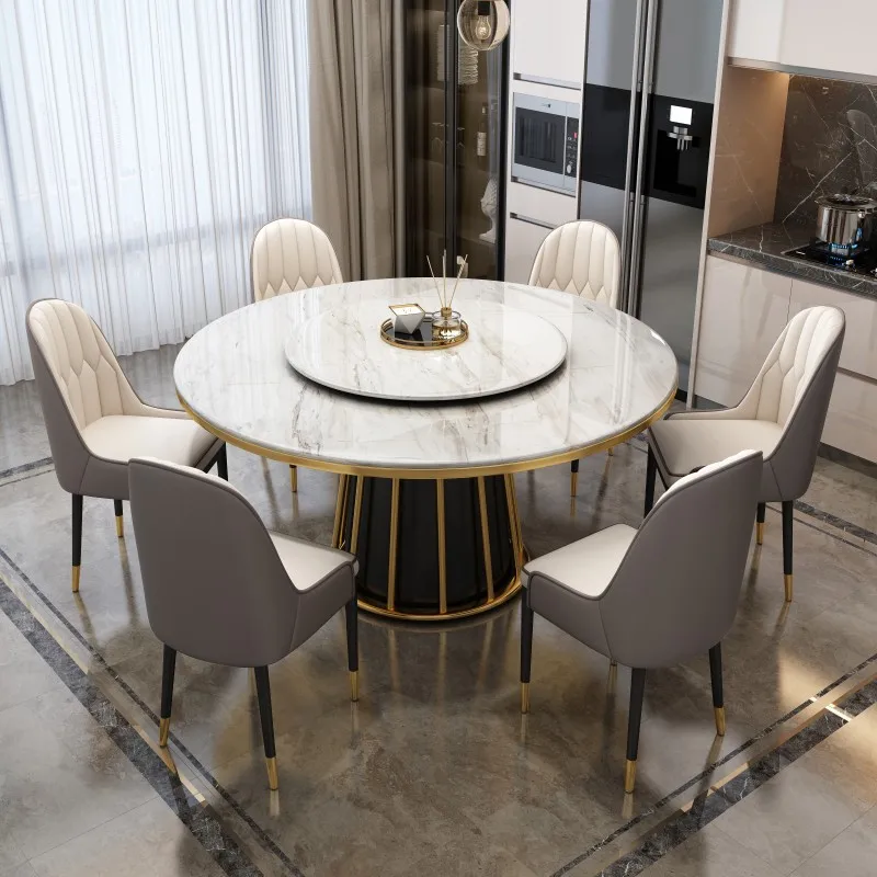 Light Luxury Modern Dining Table Round Turntable Simple Marble Dining ...