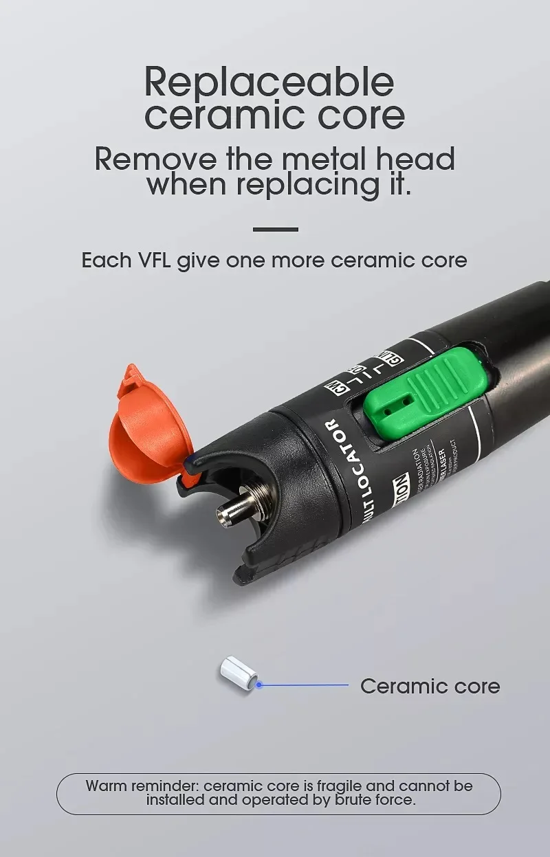 Fiber Optic Red Light Pen - 5MW to 60MW Laser Test Tool