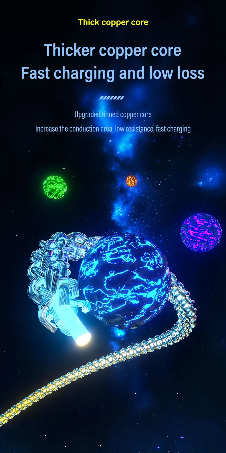 RGB 4in1 Data Cable Light-emitting Breathing Gradient Super Fast Charge ...