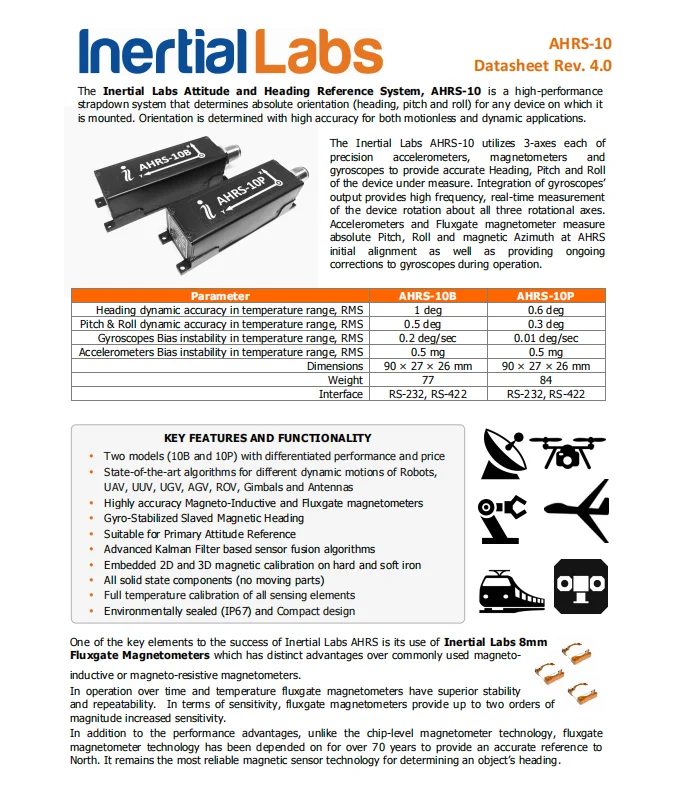 lnertial labs AHRS-10 High Performance Aviation Attitude Reference ...