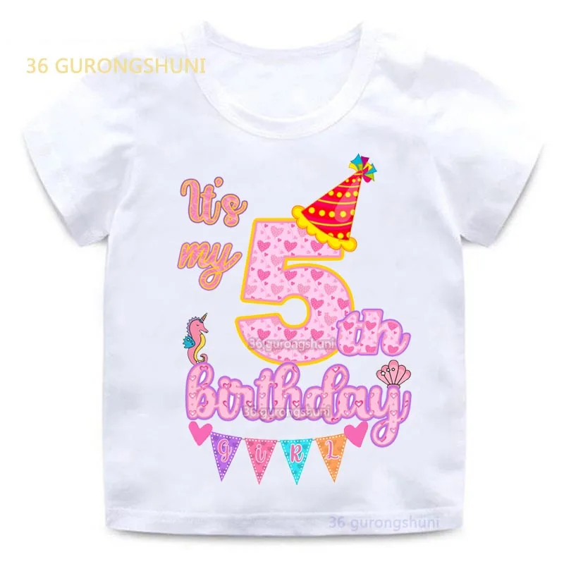 Girl Birthday Cartoon T Shirt For Girls Tshirt Number 2 3 4 5 6 7 8 9 ...