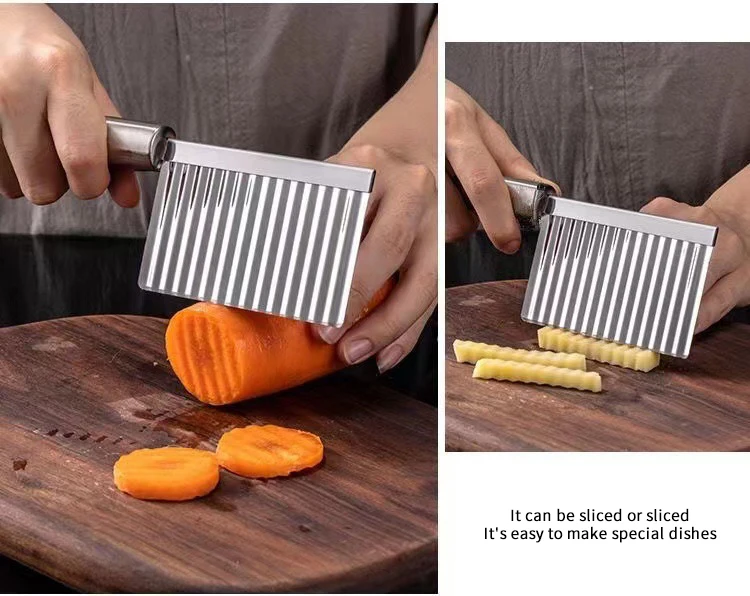 304 Stainless Steel Kitchen Crinkle Tool Chopper Potato Chip Crinkle ...