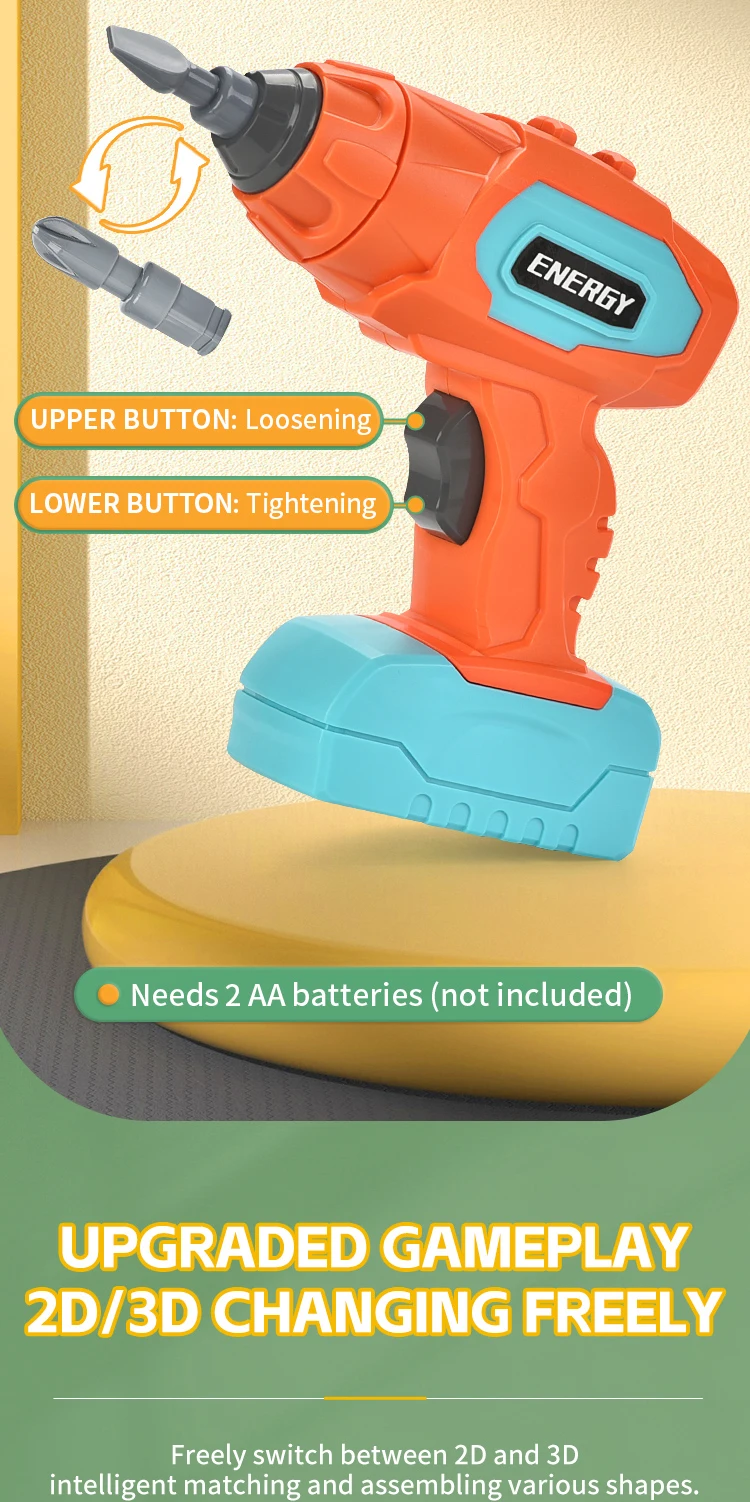 Kids Diy Electric Puzzle Toys Tool Box Drilling Screw 3d Creative ...