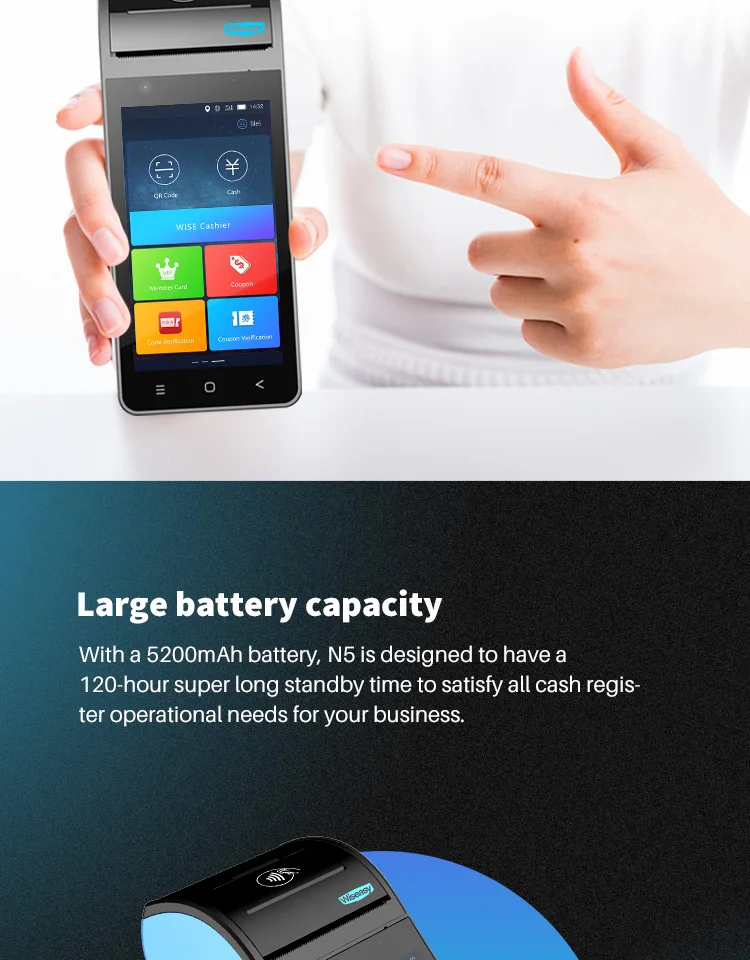 Smart 5 Inch Touch Screen Wiseasy N5 Handheld Android Terminal Card ...