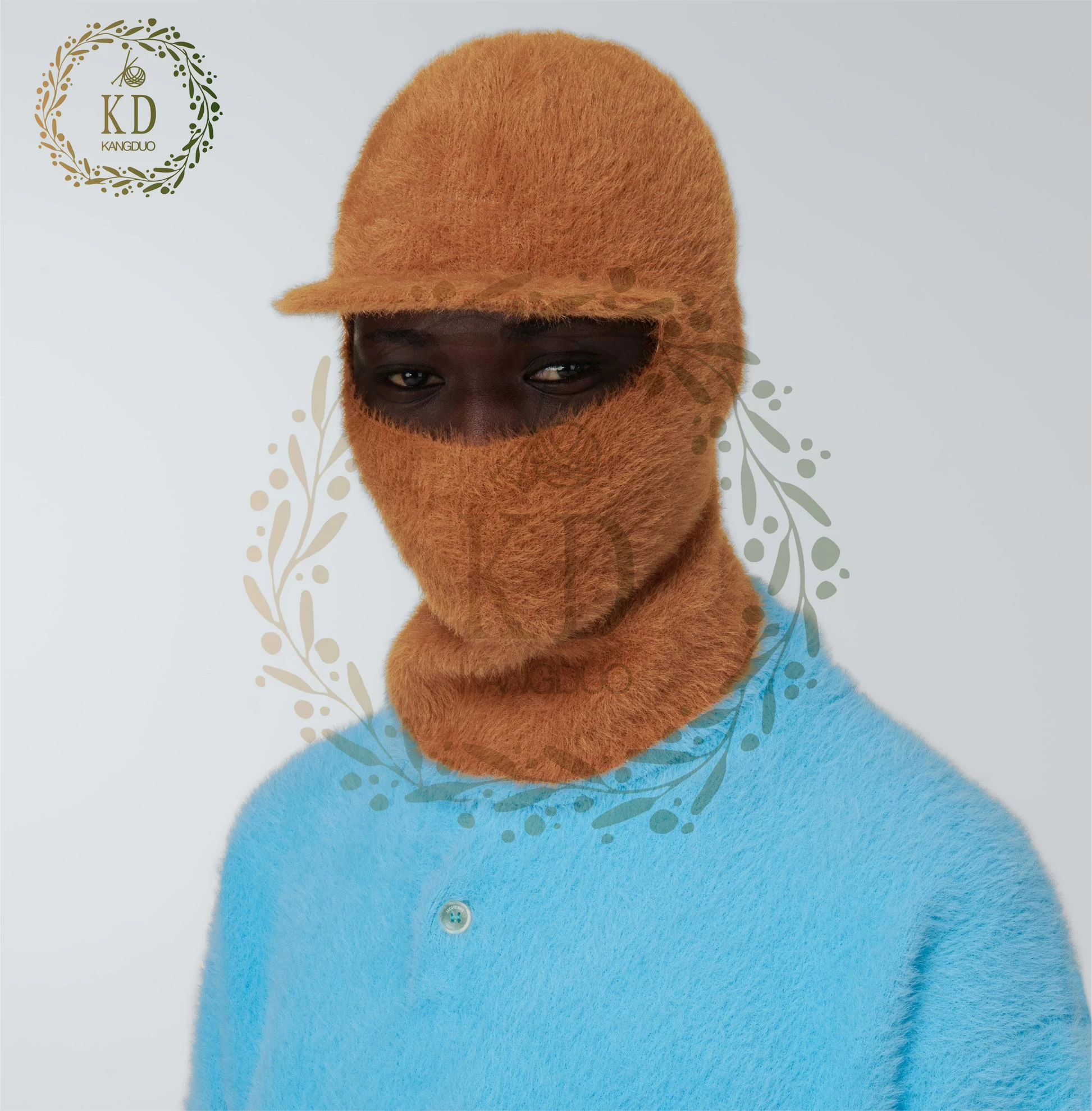 Kd Knitwear Manufacture Custom Oem Odm Knit Fluffy Balaclava With Visor ...