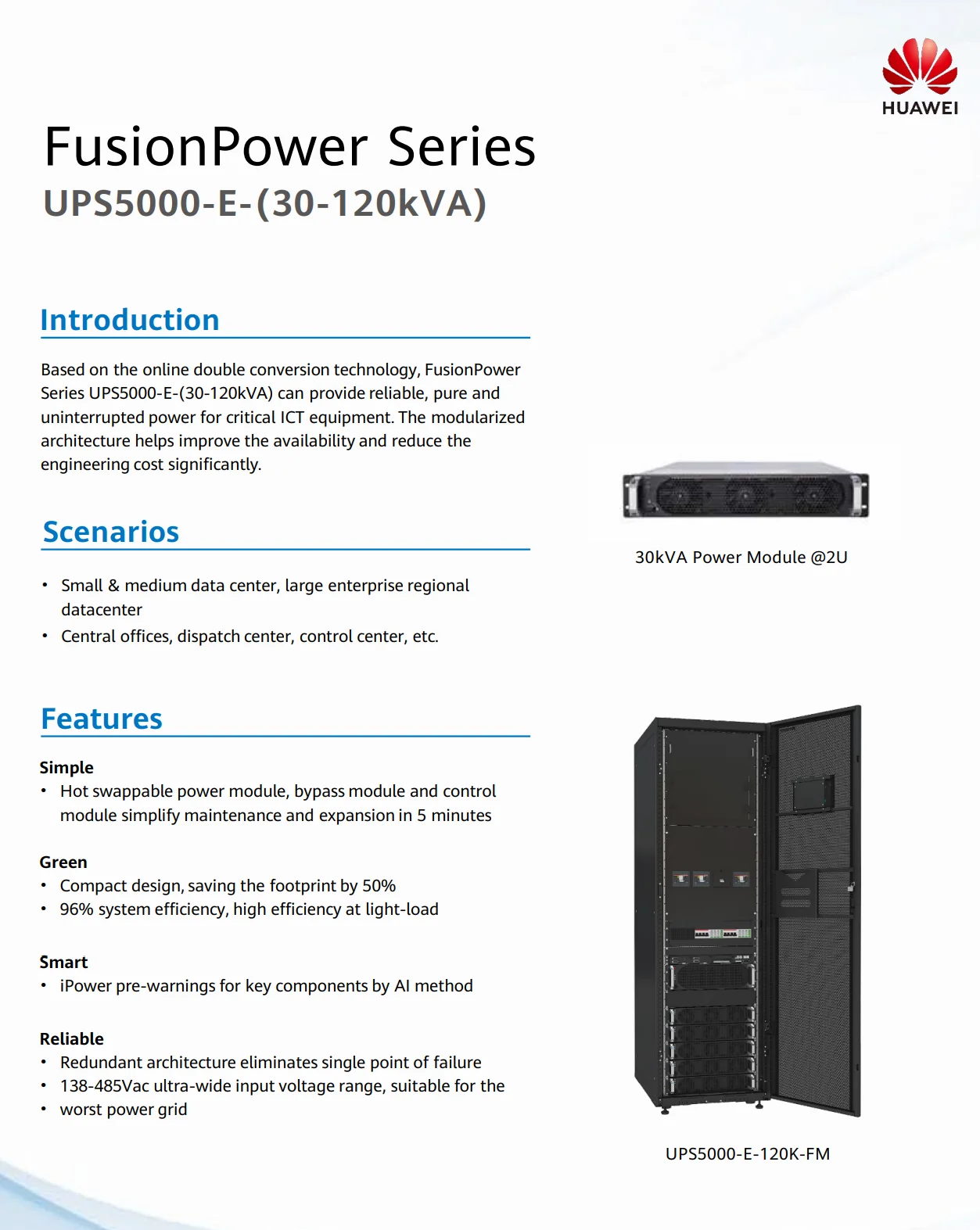 UPS5000-E Series (30-800kVA) Modular UPS Solution for Medium-sized Data Centers and Critical ...