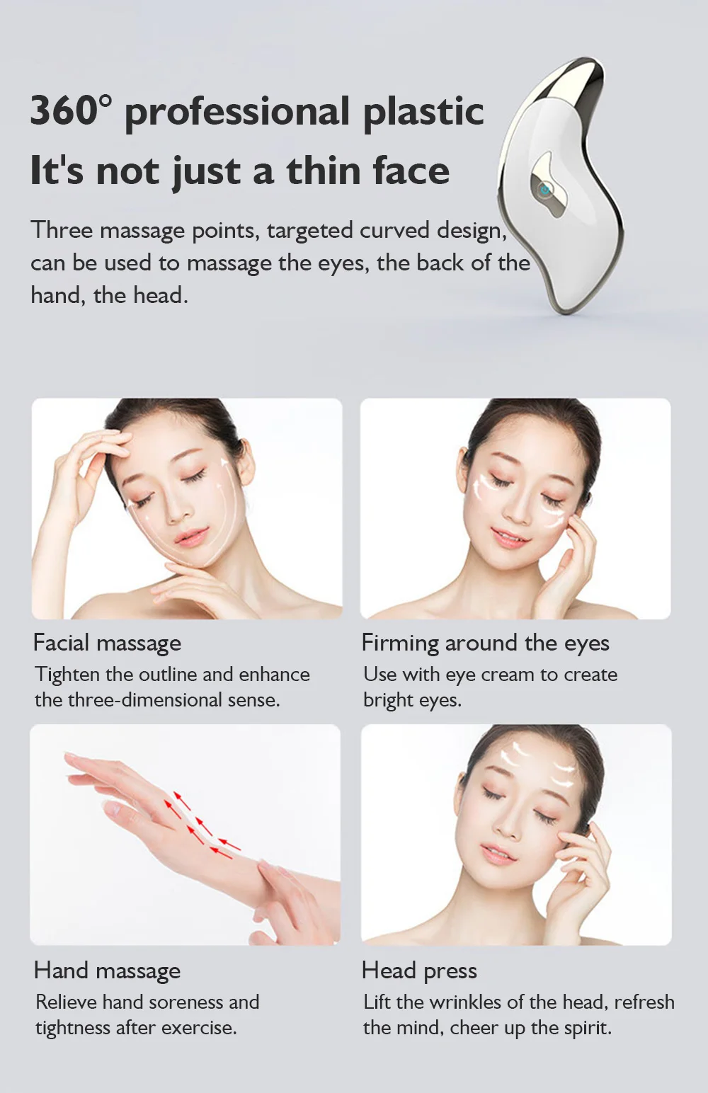 Skin Rejuvenation Micro Current Facial Guasha Massager Multi Functional