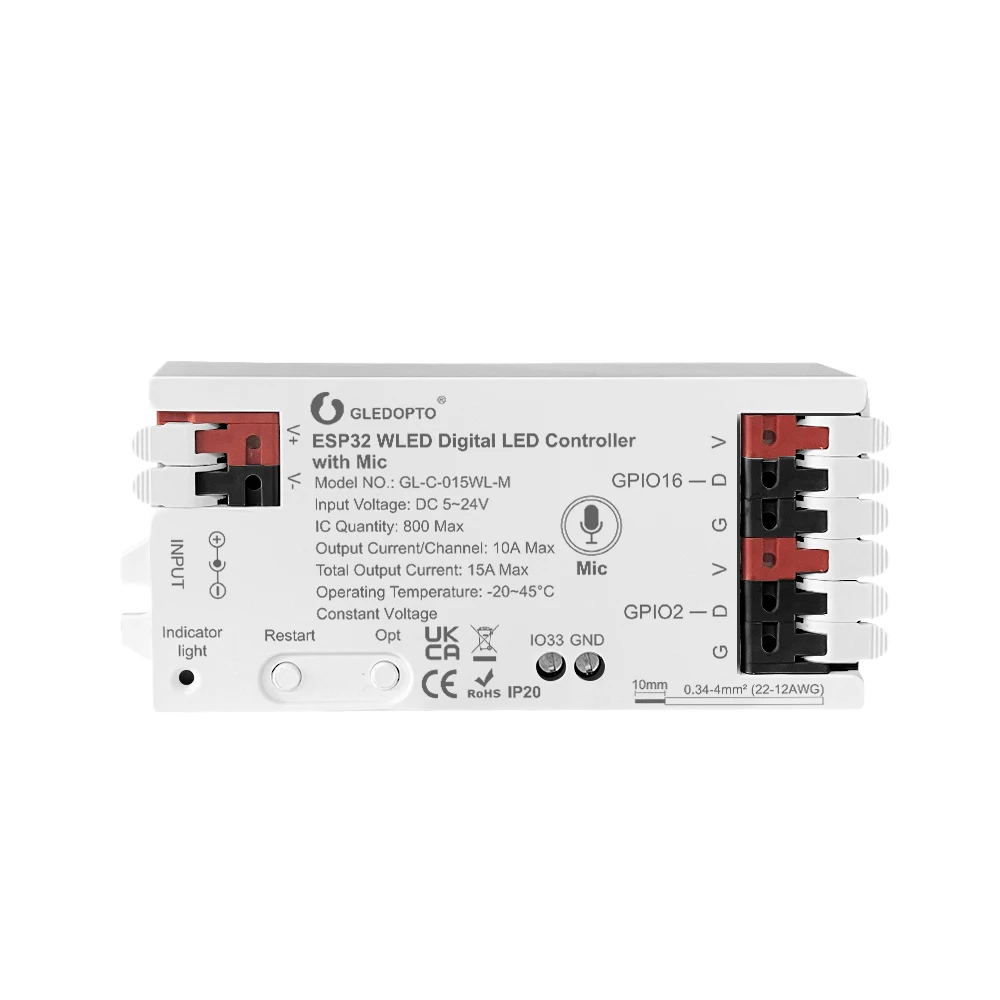 Hot Gledopto Esp32 Rgb Ic Controller With Mic High-speed Feedback ...