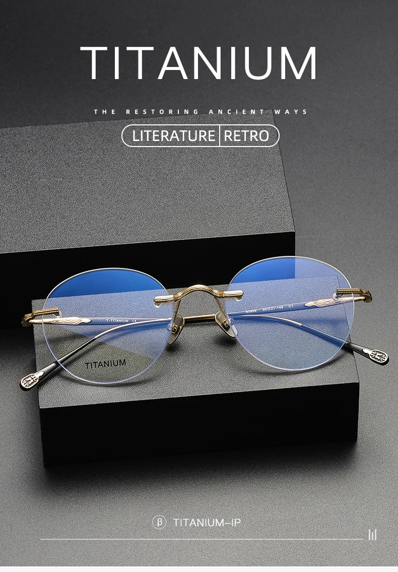 CS80955 High Quality Titanium Rimless Frames Spectacles Optical Eye ...