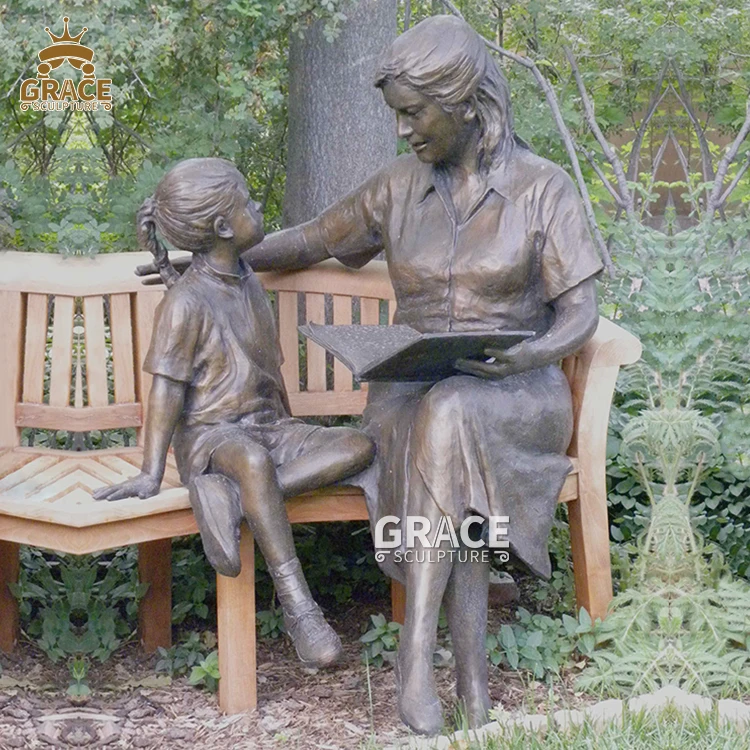 Park Decoration Metal Life Size Bronze Kids Children Sculpture Girls ...