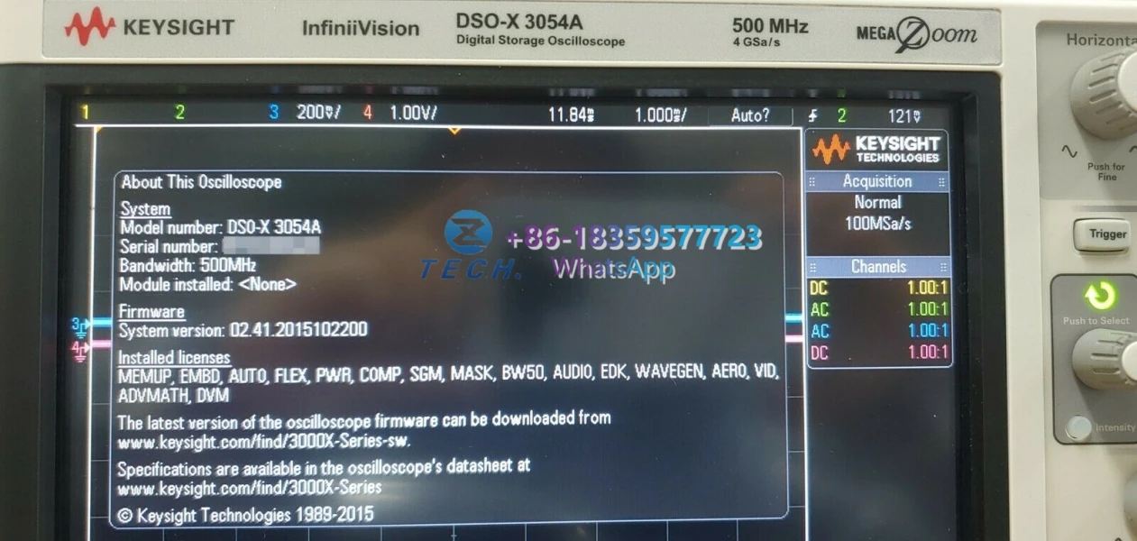 Agilent Keysight Dsox3054a 500mhz 4ch Oscilloscope With N2890a & Many ...