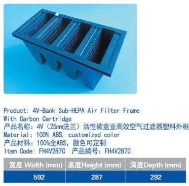V Cell AHU Hepa Filter Plastic Frame 592X 592X 292mm Pleated Compact 4 ...