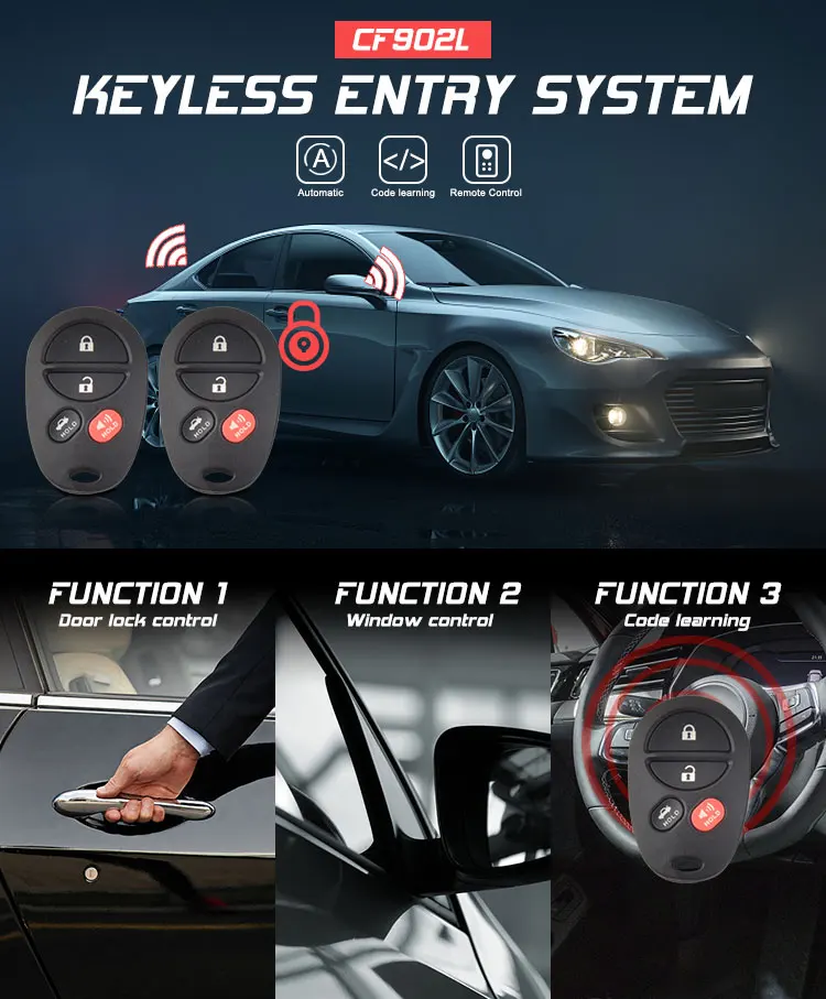 Universal Keyless Entry System Car Alarm Systems Device Auto Remote ...