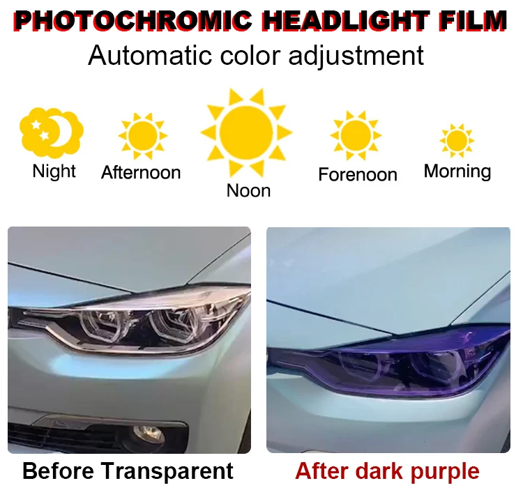 TPU Photochromic Car Headlight Film - Stylish Protection