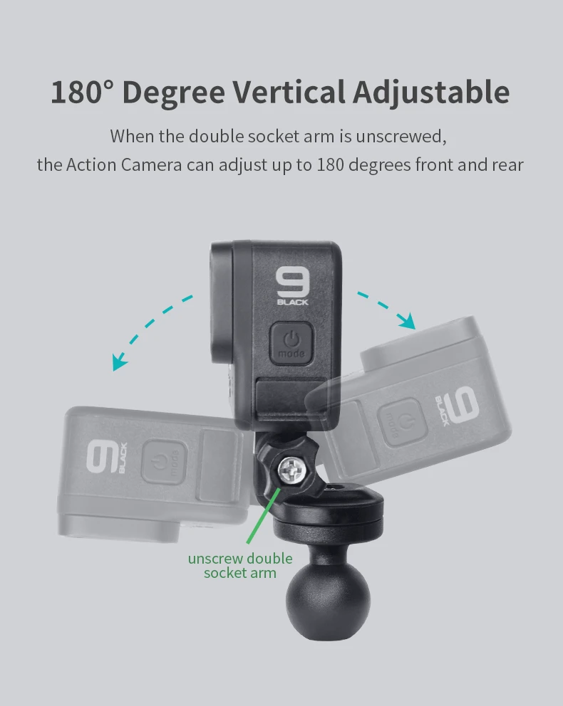 Action Camera Mount Compatible With Double Socket Arm And Amps Mounting ...