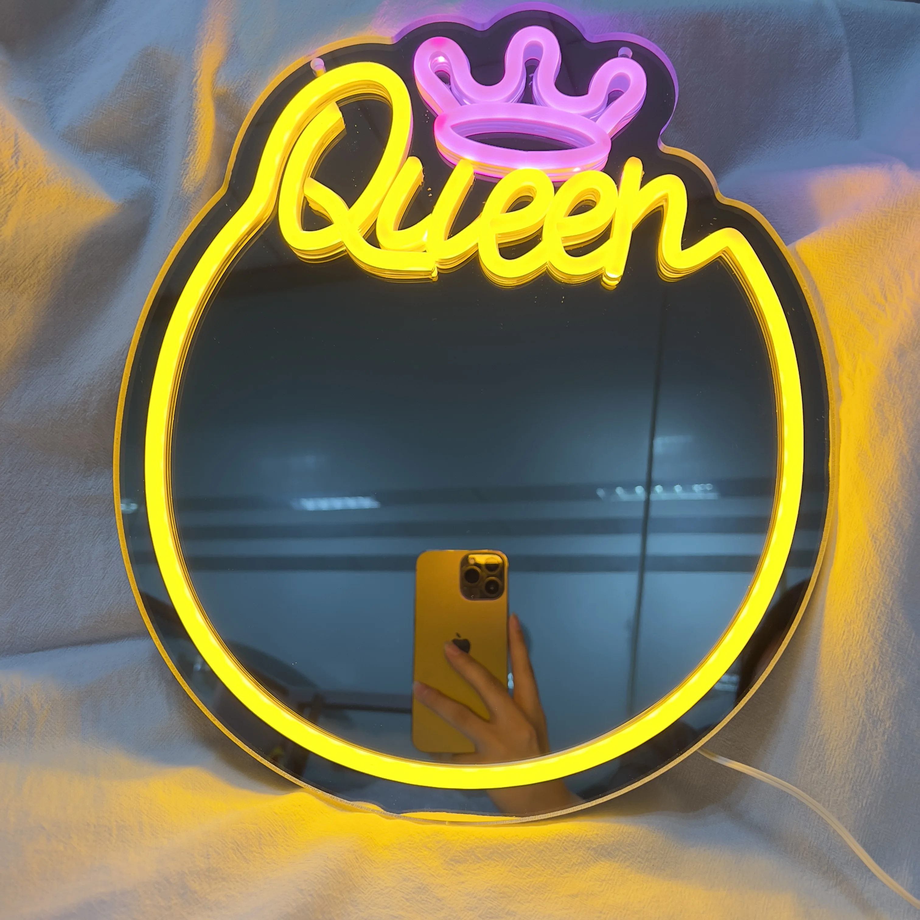 Vanity Mirror With Neon Sign Custom Hello Kitty Light Up Mirror Touch ...