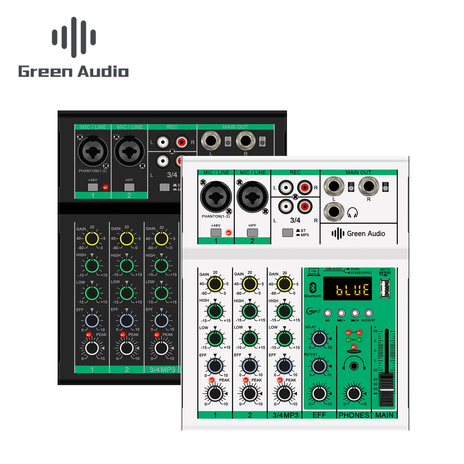 GAX-A4 Professional 4 Channel Audio Mixer with USB for Live Sound and ...