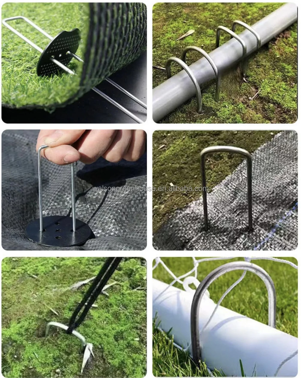 6 Inch Garden Stakes Galvanized Landscape Staples U-Type Turf Staples ...