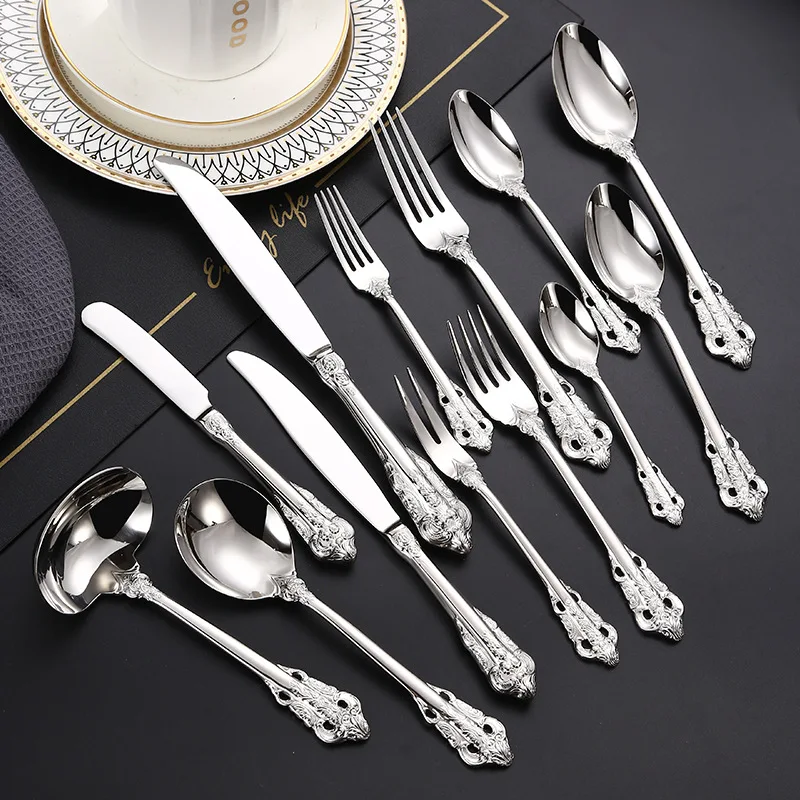 Royal Gold Stainless Steel Cutlery Set Hotel Wedding High Grade Metal ...