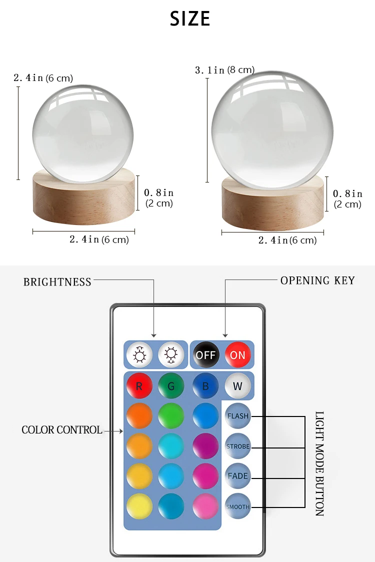 Warm Light Changing Lamp 3d Galaxy Crystal Ball Night Light For Kids ...