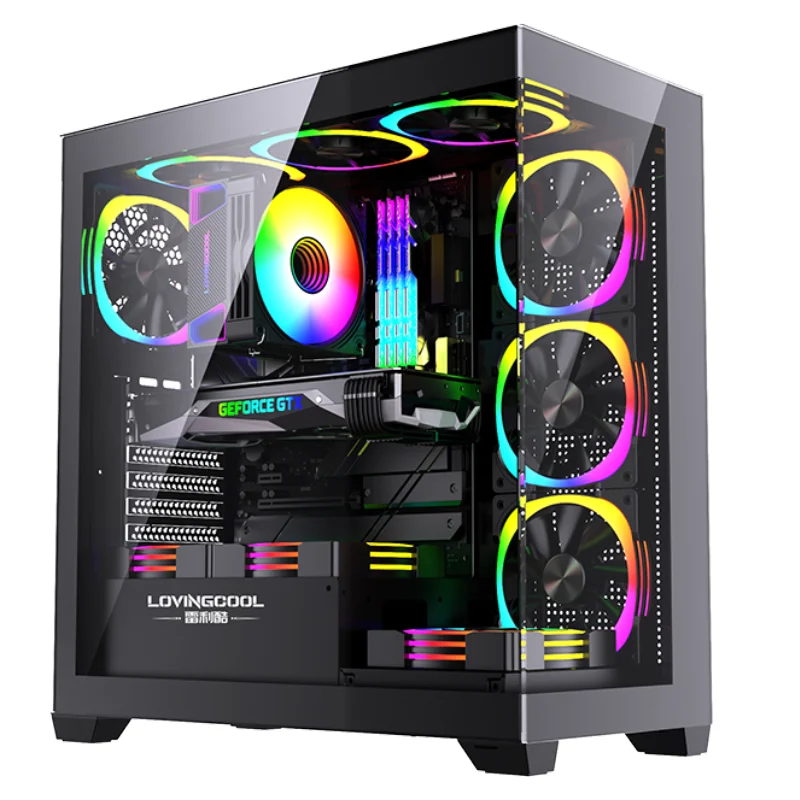LOVINGCOOL ATX Gaming PC Case Cube ATX MATX ITX PC Chassis with Double ...
