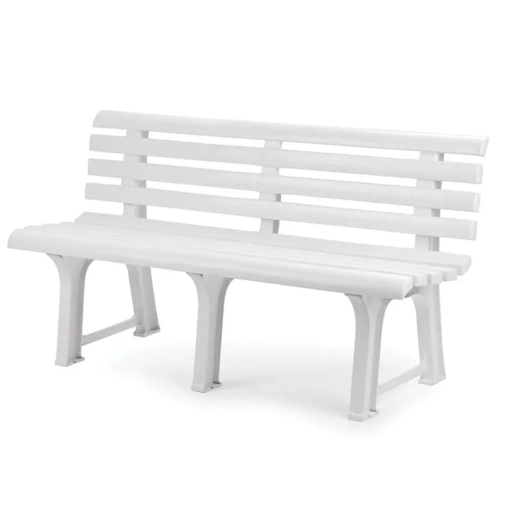 White 3-Seater Garden Bench 145x49x74 cm Durable Outdoor Polypropylene ...