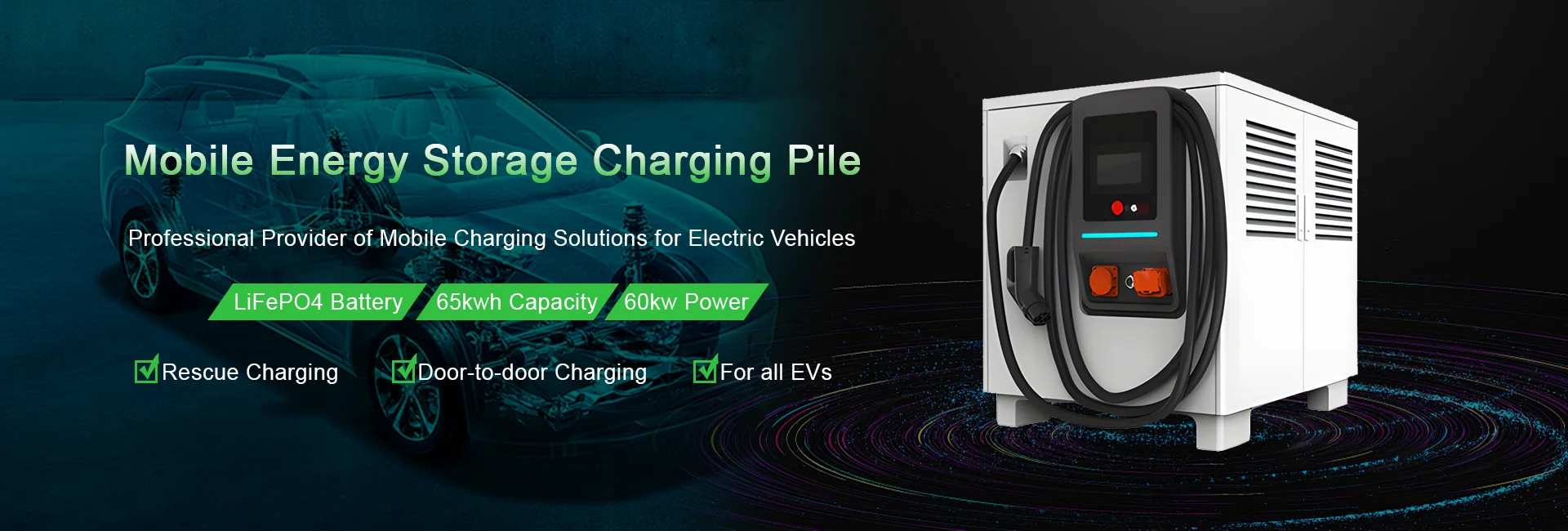 65kwh 60kw Portable Ev Energy Storage Charging Station For Road ...