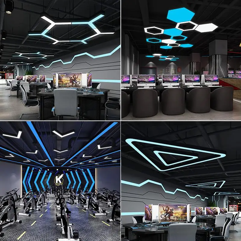 Nordic round polygon led hanging pendant lamp chandelier iron office ...